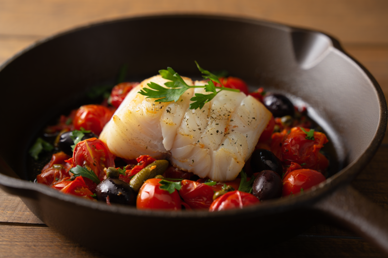 Cod Fillet with Cherry Tomatoes and Olives Recipe - Easy Italian ...