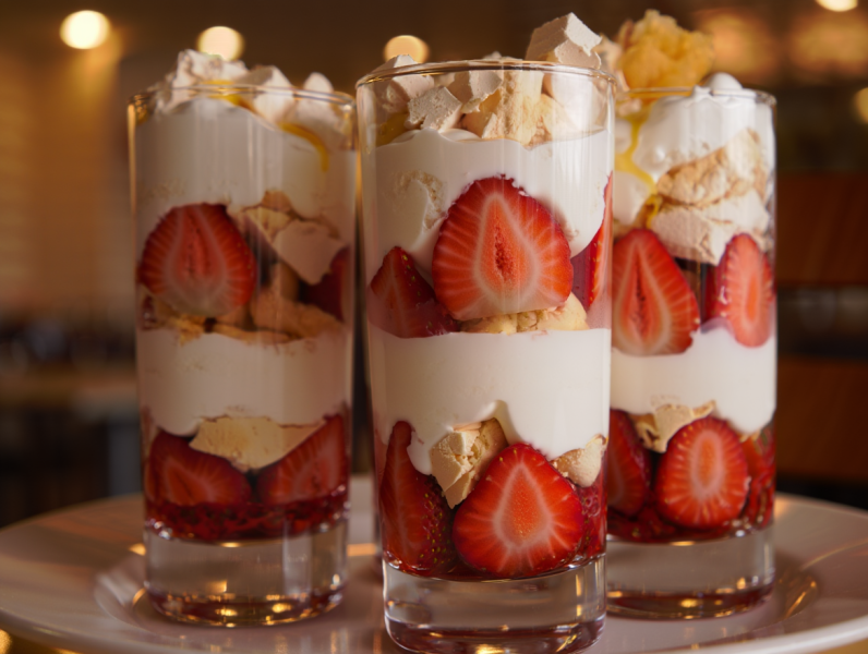 Strawberry Vacherin in Glasses Recipe - Easy French Cooking | QuikRecipes